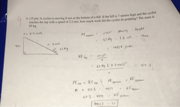Solved reaches the top with a speed of 2.2 m/s, how much | Chegg.com