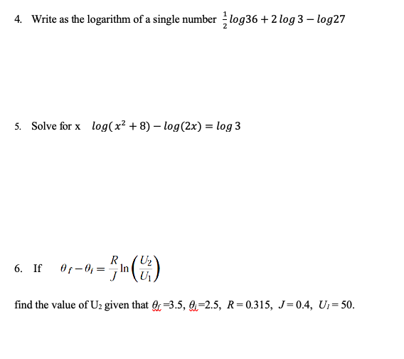 Solved 4. Write as the logarithm of a single number log36 + | Chegg.com