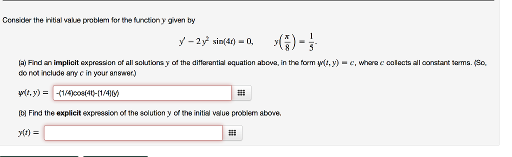 Solved Consider the initial value problem for the function y | Chegg.com