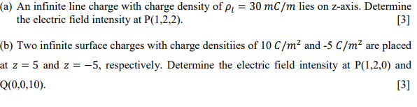 Solved a) An infinite line charge with charge density of | Chegg.com