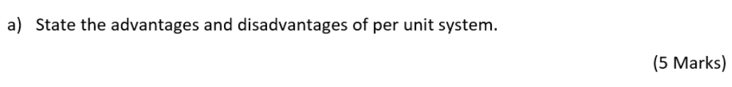 Solved a) State the advantages and disadvantages of per unit | Chegg.com