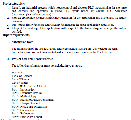 Solved Project Activity: 1. Identify an industrial process | Chegg.com