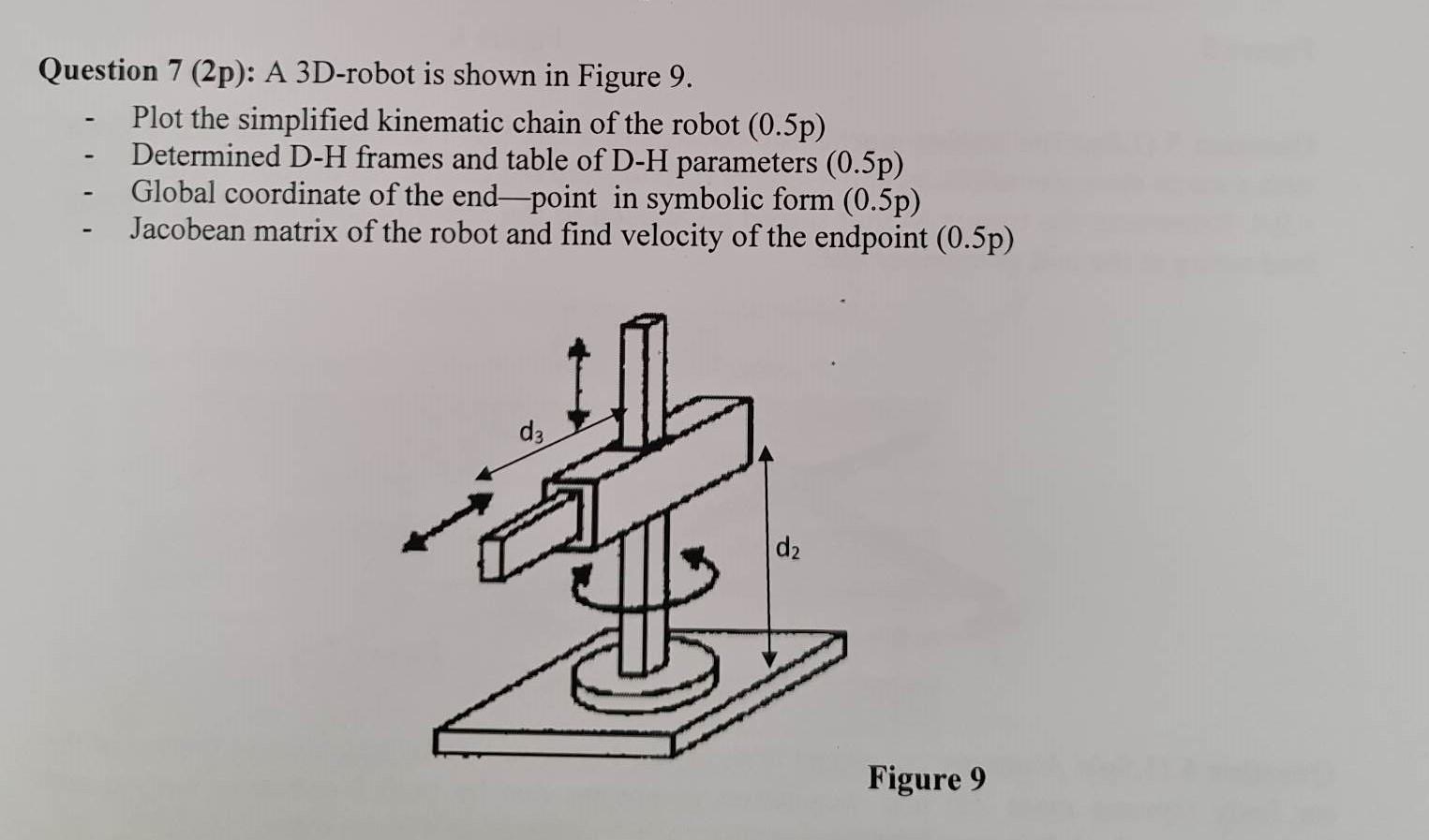 Question 7(2p) : A 3D-robot is shown in Figure 9. - | Chegg.com