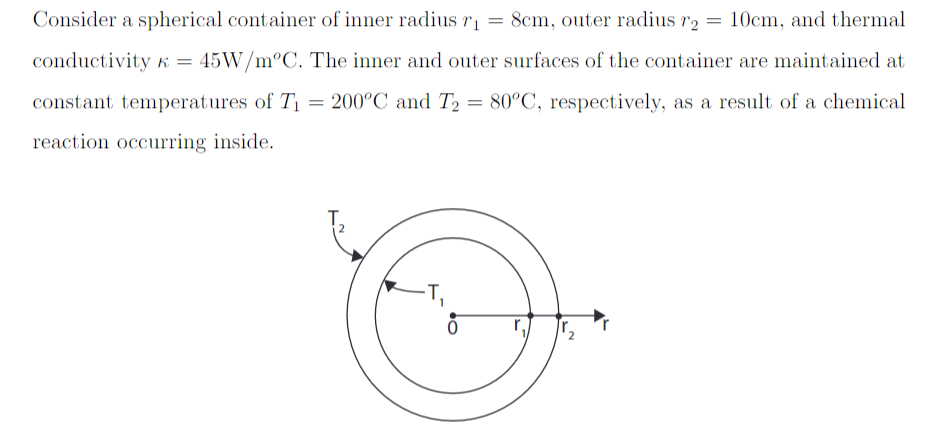 Solved Consider a spherical container of inner radius rı = | Chegg.com