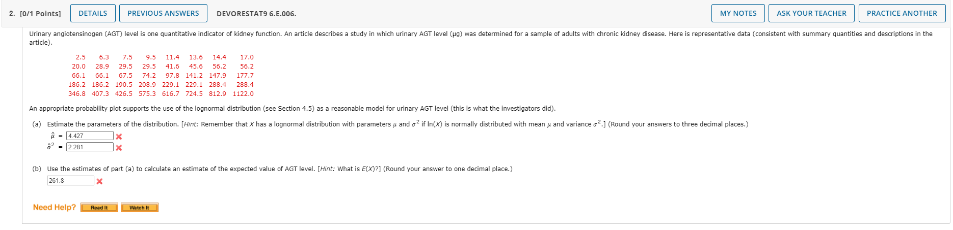 Solved 2. (0/1 Points] DETAILS PREVIOUS ANSWERS DEVORESTAT9 | Chegg.com