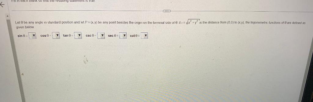 Solved Let θ be any angle in slandard postion and let | Chegg.com
