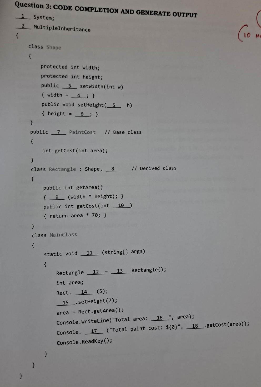 Solved Question 3 Code Completion And Generate Output 1 4950