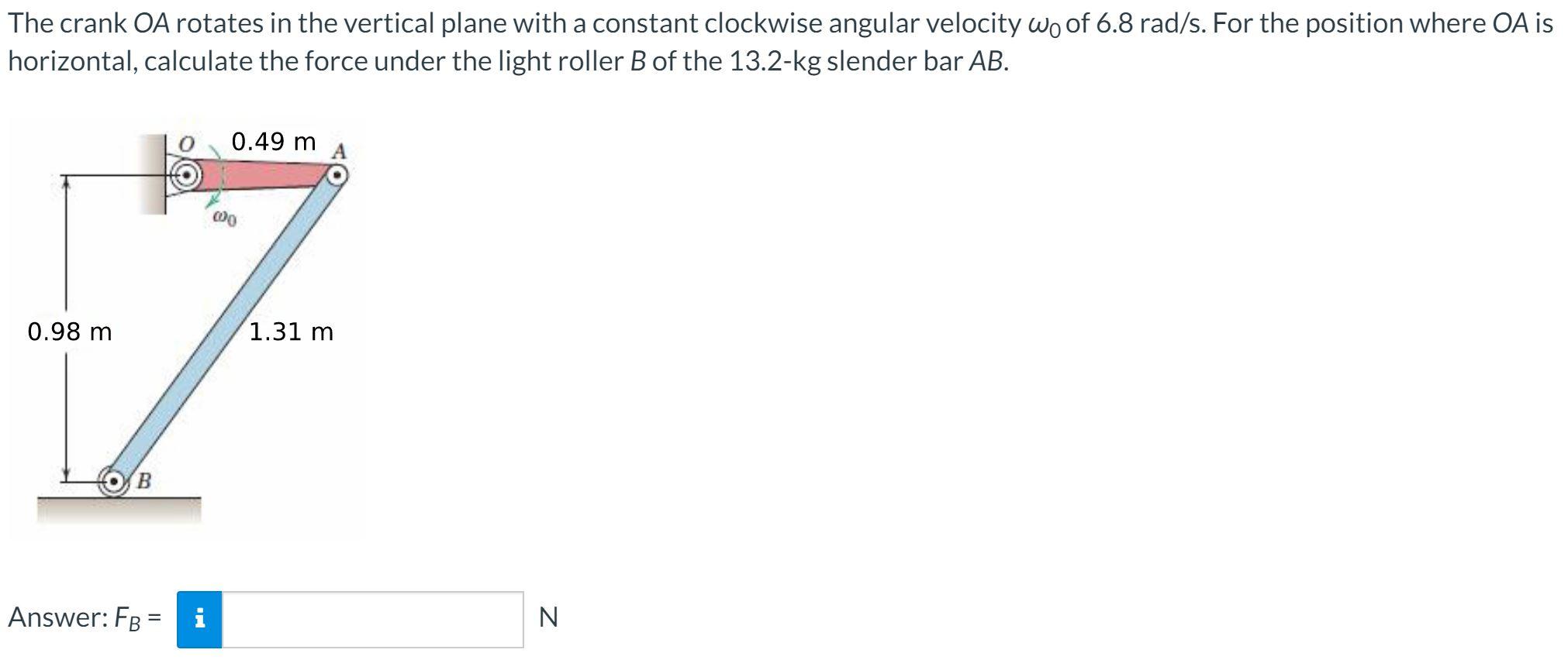 Solved The crank OA rotates in the vertical plane with a | Chegg.com