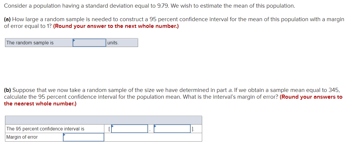Solved Consider a population having a standard deviation | Chegg.com