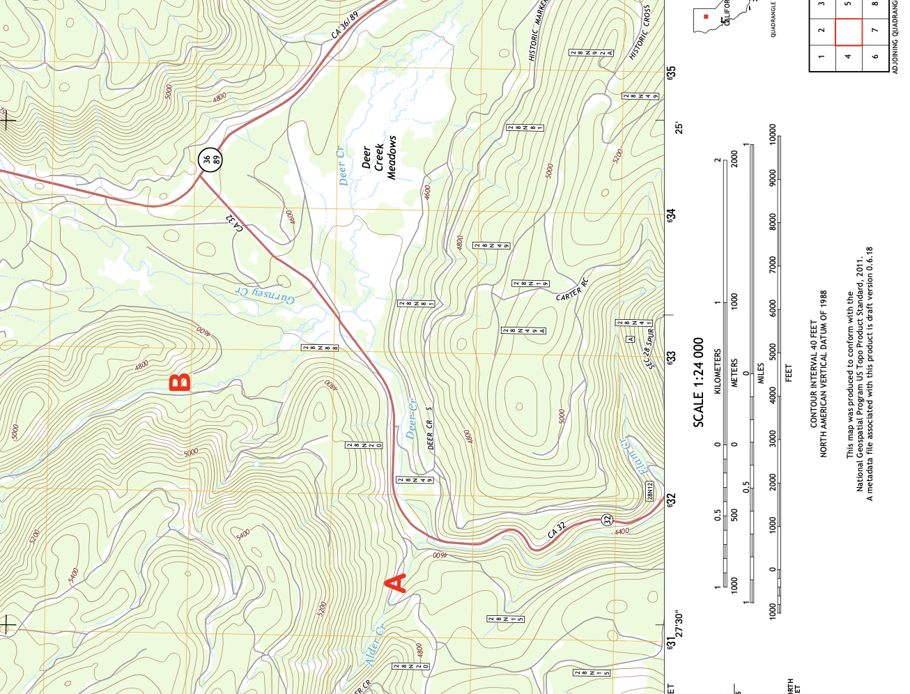 Solved Look at the copy of the USGS Deer Peak Quadrangle in | Chegg.com