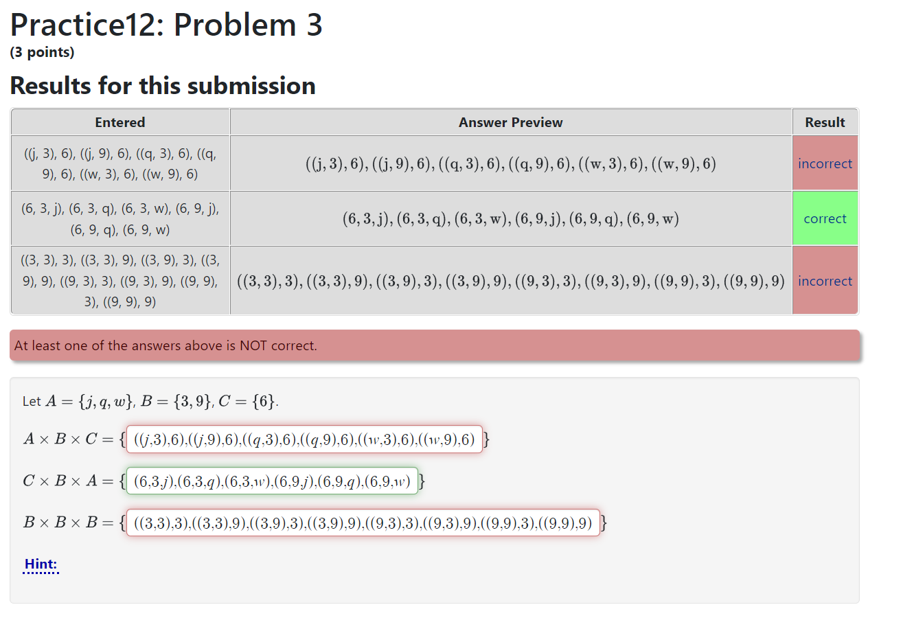 Solved Practice12: Problem 3 (3 points) Results for this | Chegg.com