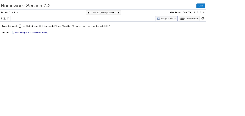 Solved Save Homework Section 7 2 Score 0 Of 1 Pt X 7 2 9 3