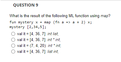 Solved What is the result of the following ML function using | Chegg.com