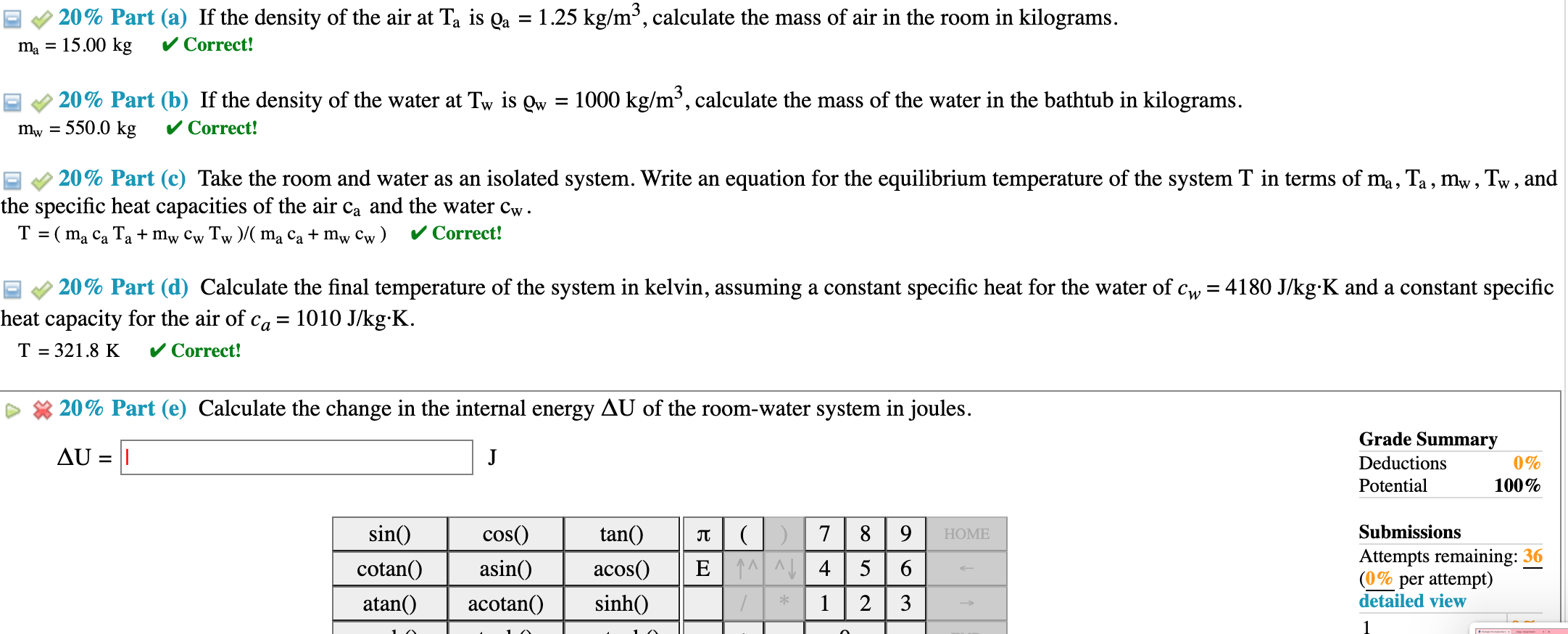 Solved (10\%) Problem 8: A large room contains a volume of | Chegg.com