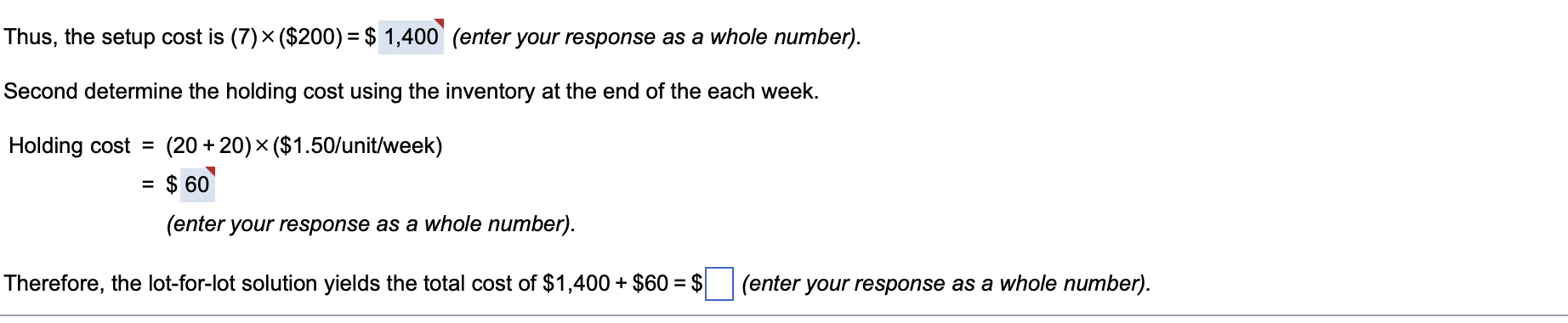 Solved Develop a lot-for-lot solution and calculate total | Chegg.com