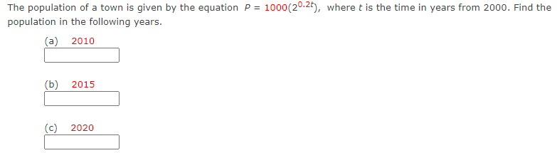 Solved The population of a town is given by the equation P = | Chegg.com