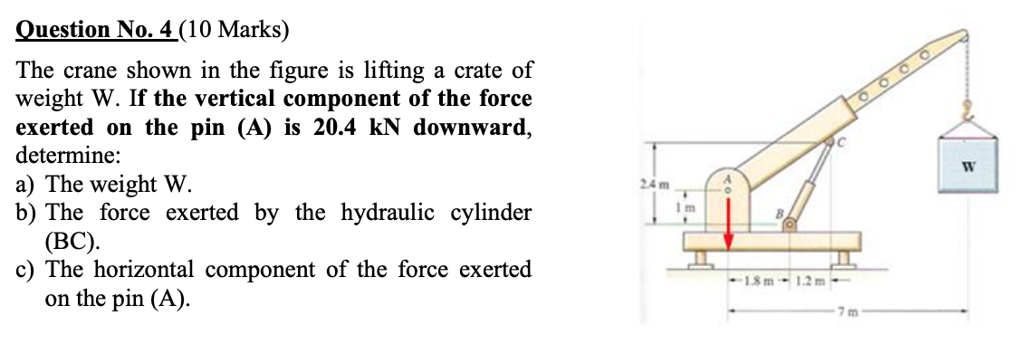 Solved оооо Question No. 4(10 Marks) The crane shown in the | Chegg.com