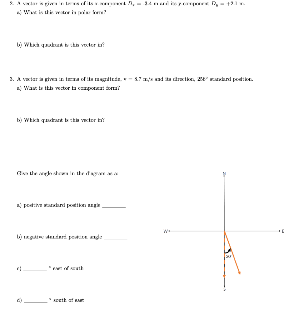 Solved 2. A vector is given in terms of its x-component | Chegg.com