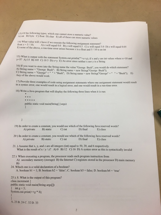 Solved ) Of the following types, which one cannot store a | Chegg.com