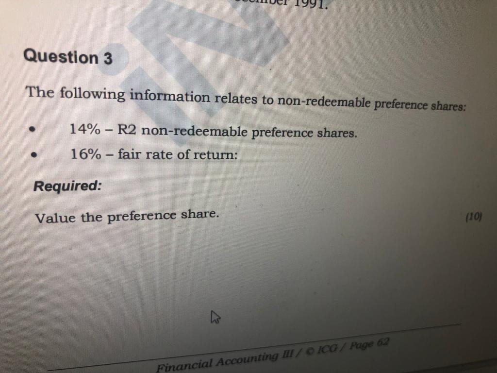 Solved The following information relates to non-redeemable | Chegg.com