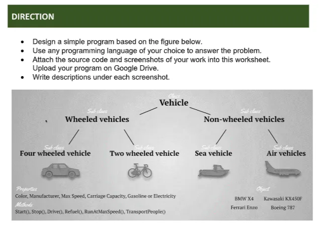 Solved DIRECTION Design a simple program based on the figure | Chegg.com