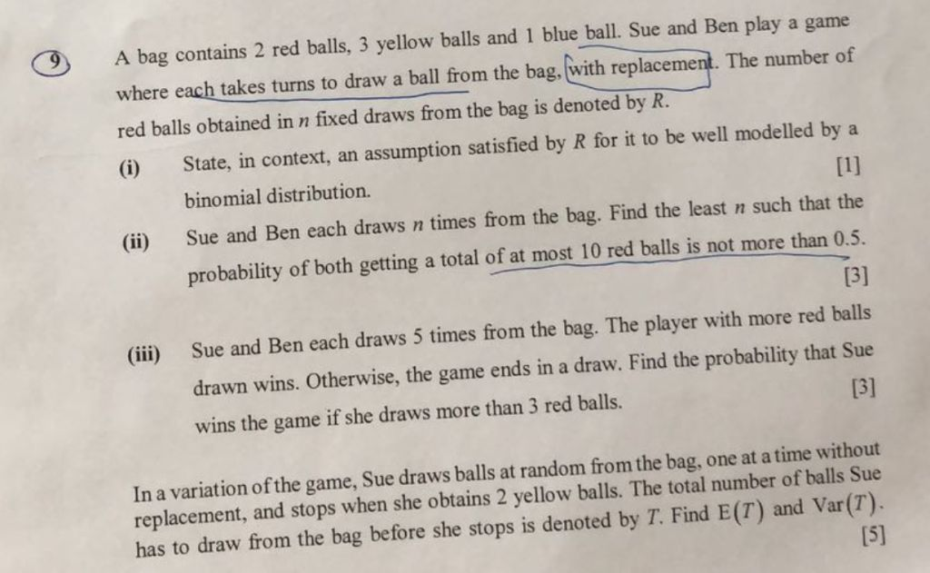 Solved A bag contains 2 red balls, 3 yellow balls and 1 blue | Chegg.com