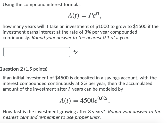 Solved Using the compound interest formula, A(t) = Pe", how | Chegg.com