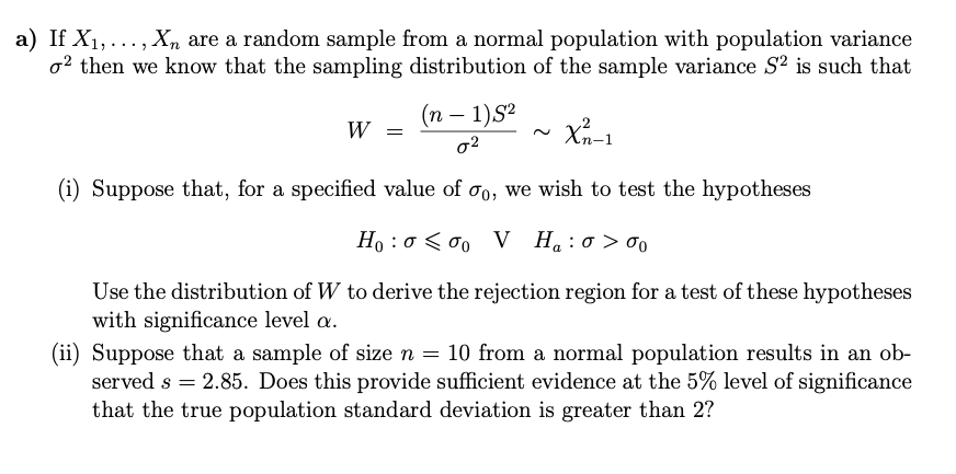 Solved a) If X1, ..., Xn are a random sample from a normal | Chegg.com