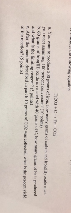 Solved OnSluer the following equation Fe2O3 + C-, Fe + CO2 | Chegg.com