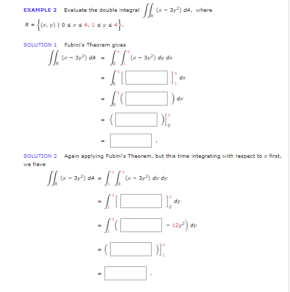 Solved EXAMPLE 2 Evaluate the double integral [[ (x – 3y2) | Chegg.com