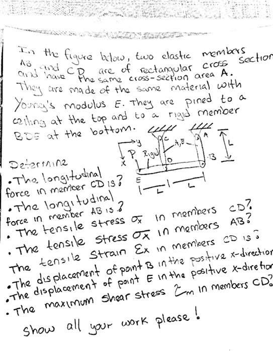 Solved In the figure below, two elastic members AB and CD | Chegg.com