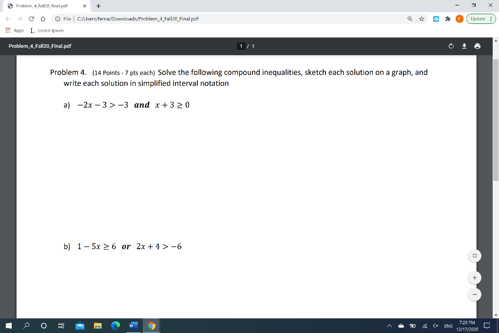 Solved Problem_4_Fall20_Final.pdf X + O File | Chegg.com