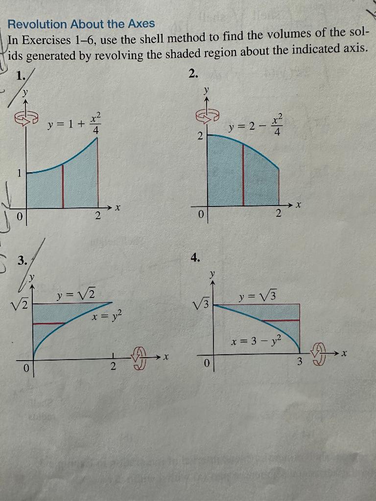 Solved Revolution About the Axes In Exercises 1-6, use the | Chegg.com