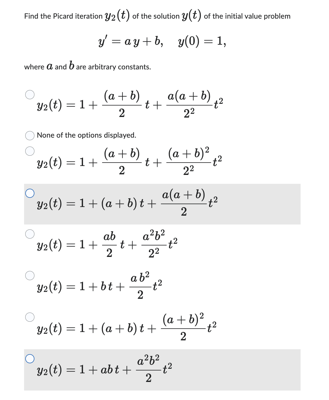 Solved Find the Picard iteration y2(t) of the solution y(t) | Chegg.com Solved Find the Picard iteration y2(t) of the solution y(t) | Chegg.com