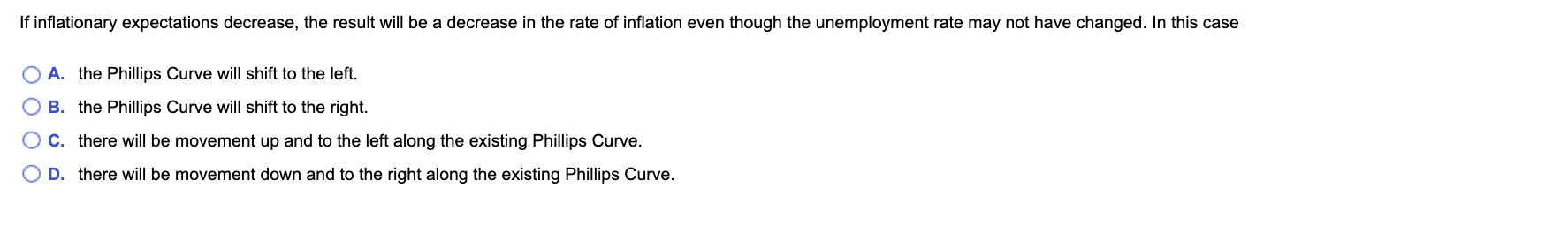 Solved If inflationary expectations decrease, the result | Chegg.com