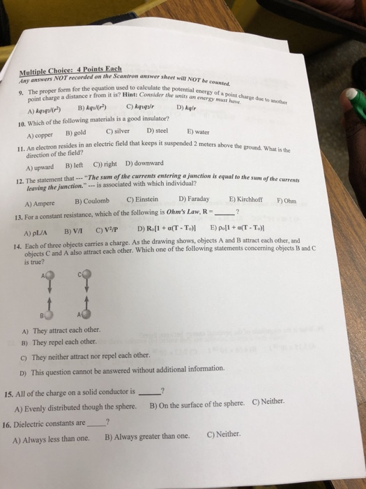 Solved Multiple Choice: 4 Points Each Any answers NOT | Chegg.com