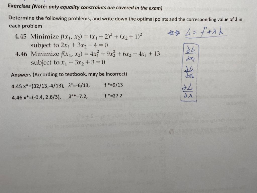 Solved Exercises (Note: only equality constraints are | Chegg.com