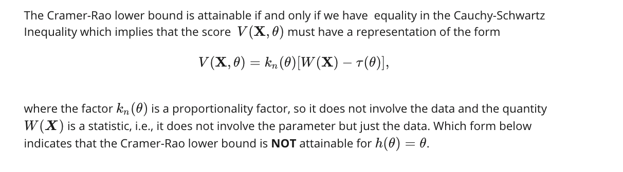 The Cramer-Rao lower bound is attainable if and only | Chegg.com