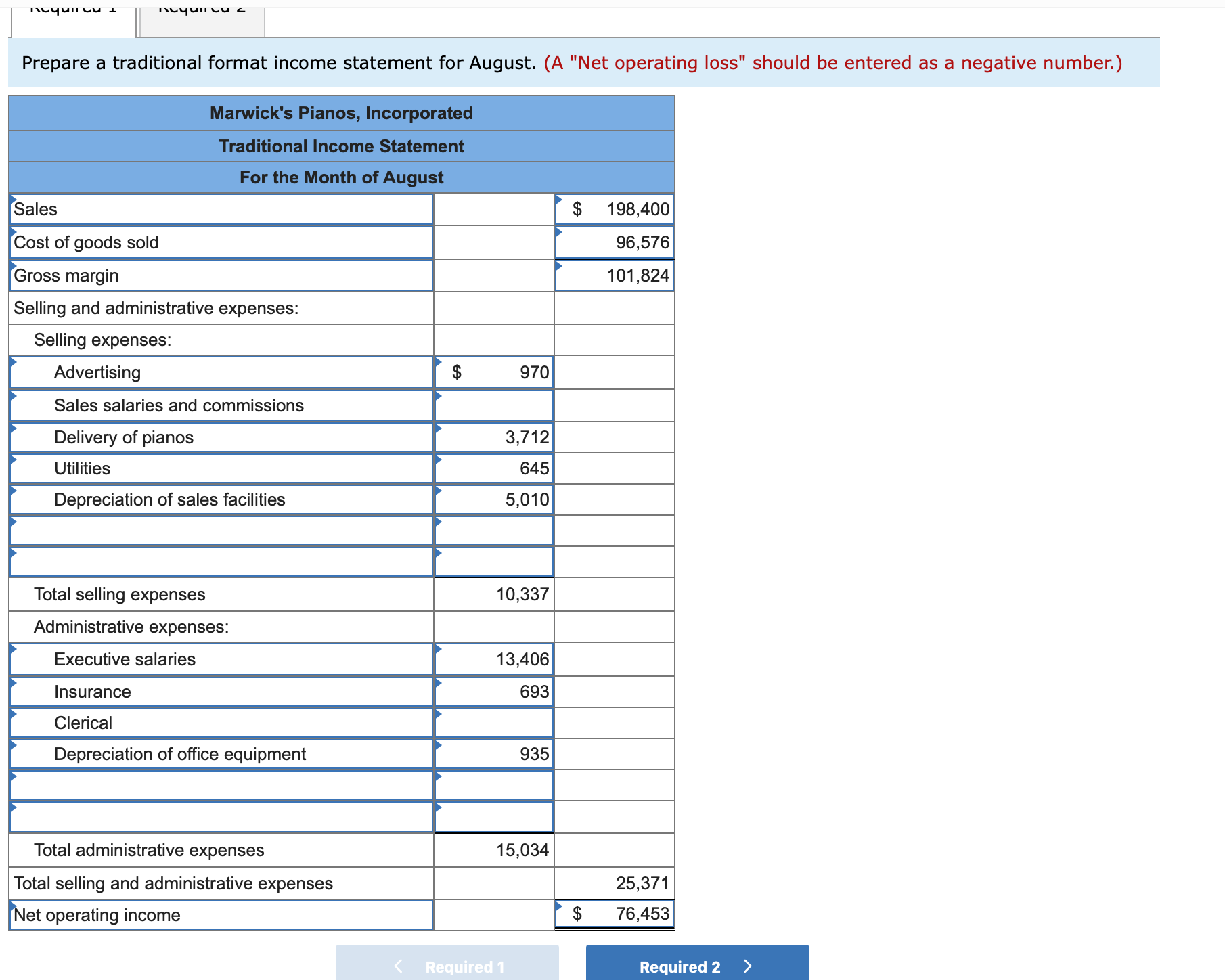 Solved Prepare a traditional format income statement for | Chegg.com