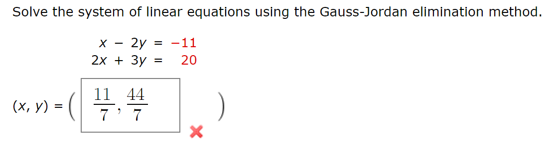 Solved Solve the system of linear equations using the | Chegg.com