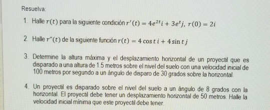 Solved Resuelva 1. Halle r(t) para la siguiente condición r' | Chegg.com Solved Resuelva 1. Halle r(t) para la siguiente condición r' | Chegg.com