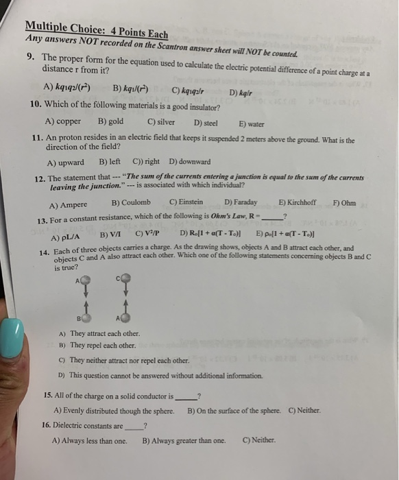 Solved Multiple Choice: 4 Points Fach Any answers NOT | Chegg.com