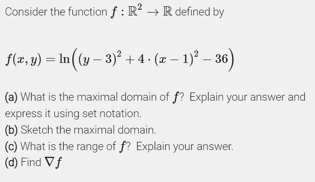 Solved Consider the function f:R2→R defined by | Chegg.com