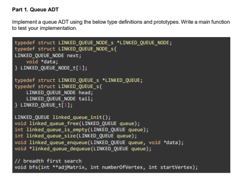 Solved void linked_queue_enqueue (LINKED_QUEUE queue, void | Chegg.com