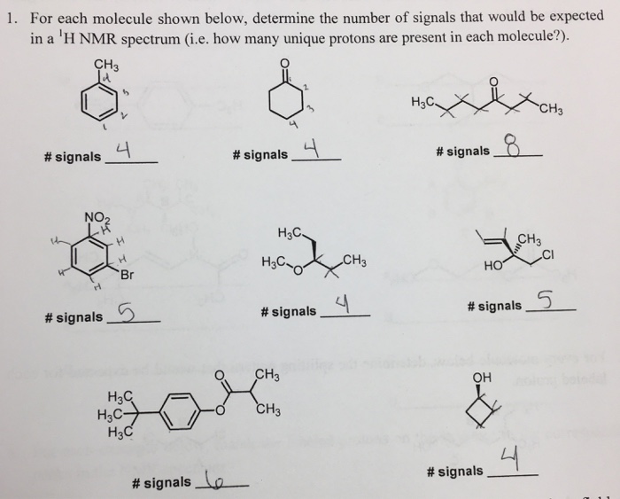 Solved 1. For each molecule shown below, determine the | Chegg.com
