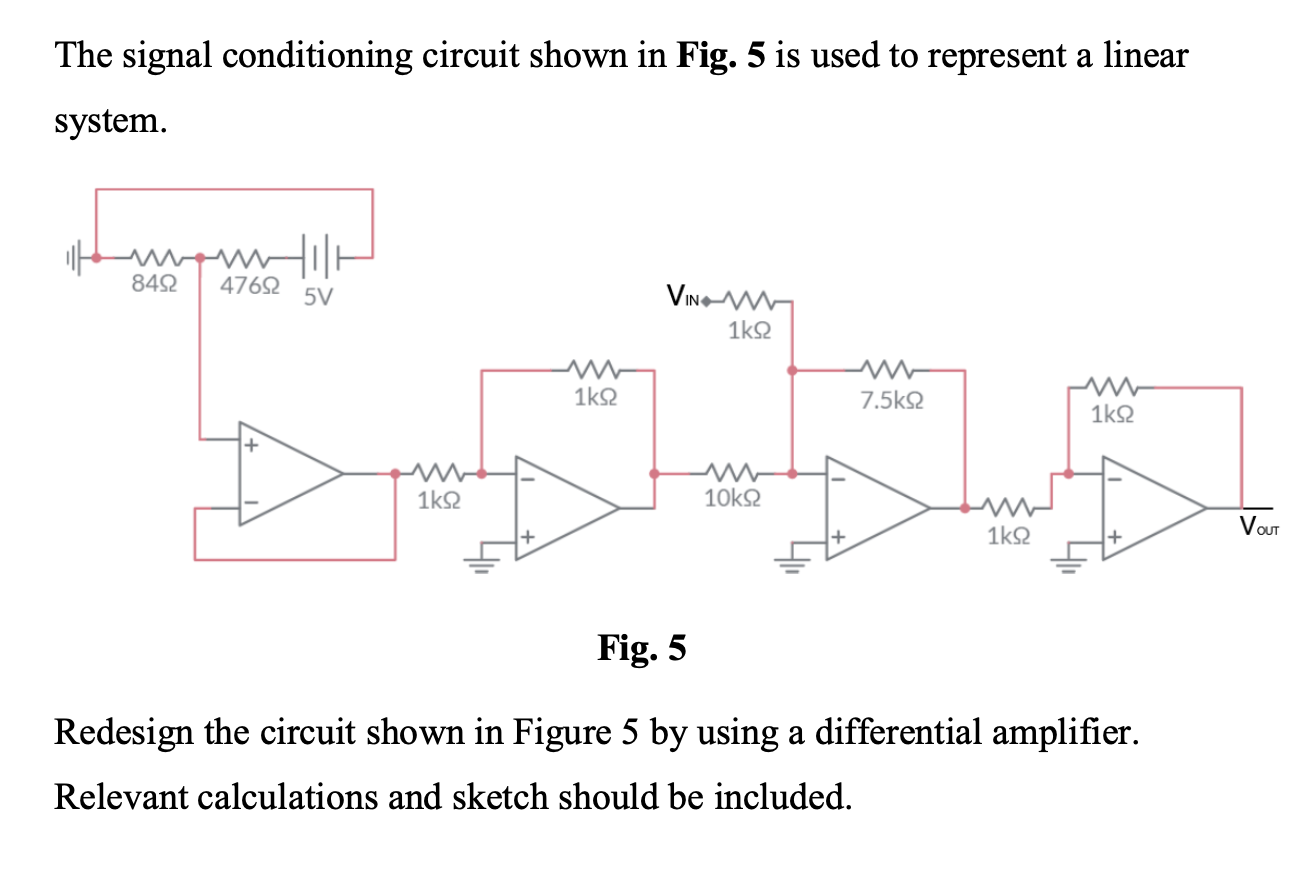 Solved The signal conditioning circuit shown in Fig. 5 is | Chegg.com