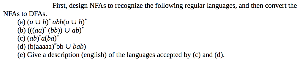 Solved First, design NFAs to recognize the following regular | Chegg.com