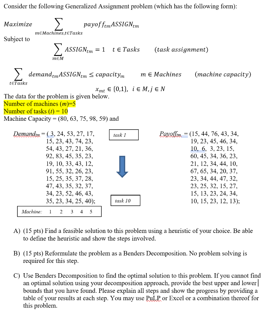 Consider the following Generalized Assignment problem | Chegg.com