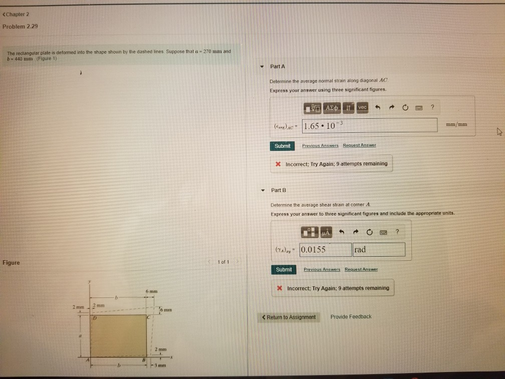 Solved the rectangular plate is deformed into the shape | Chegg.com