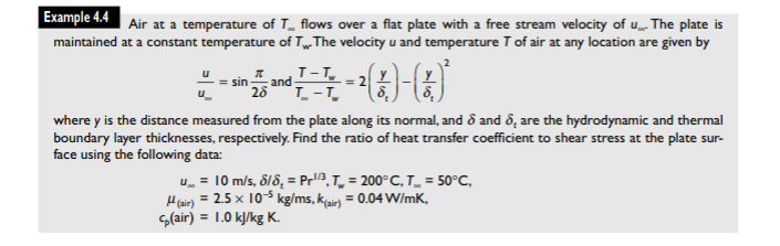 Solved w = sin and Example 4.4 Air at a temperature of T. | Chegg.com